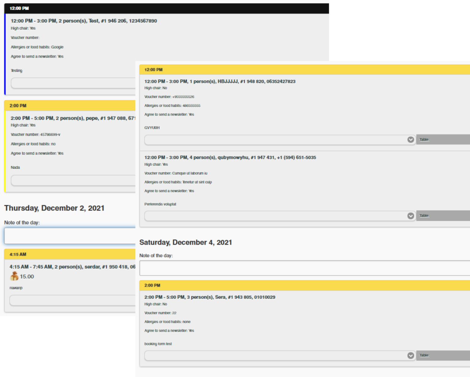 Redi Home - Reservation Diary